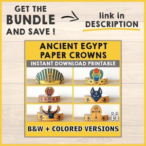 Pharaoh Paper Crown Ancient Egypt Headband Hat Party Coloring Printable ...