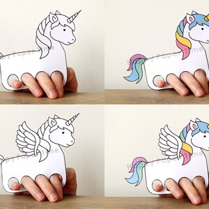 Unicorn Paper Craft Printable Finger Puppet Kids Craft Unicorn Birthday ...