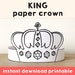 Prince Paper Crown Coloring Printable Kids Craft Prince Birthday Party ...