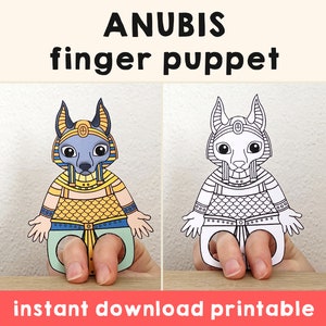 Anubis Paper Craft Printable Ancient Egypt Finger God Puppet Kids Craft ...