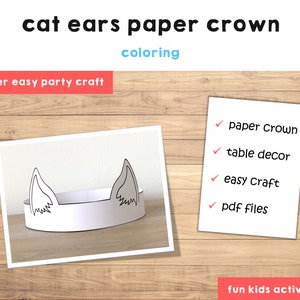 Cat Ears Paper Crown Party Coloring Printable Kids Craft Kitten Pussy ...
