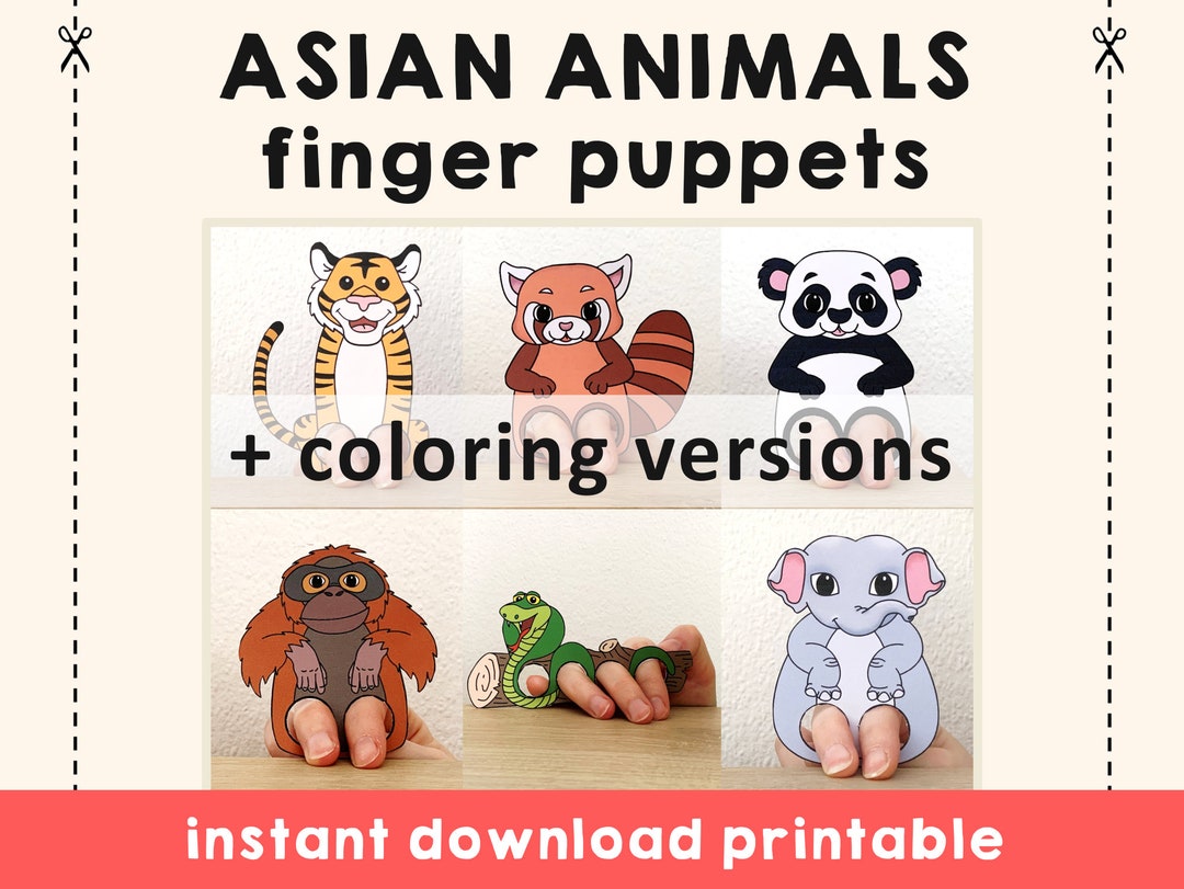 Asian Animal Paper Craft Printable Finger Puppet Template Kids Craft ...
