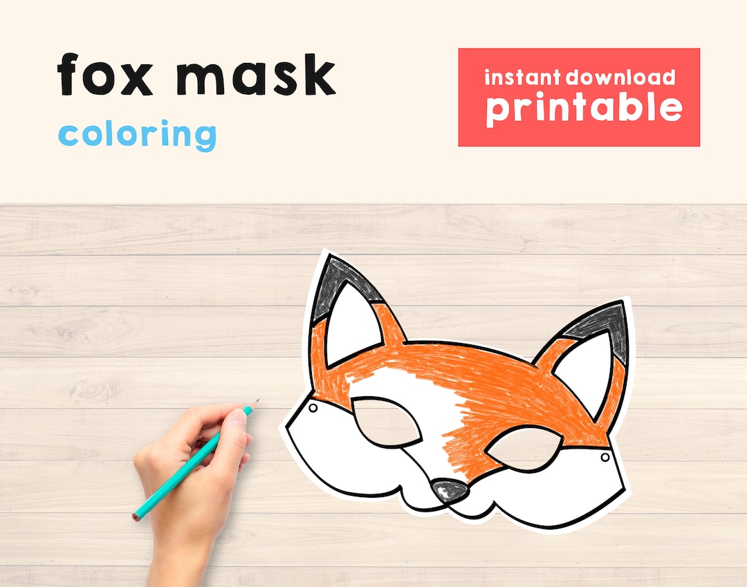Fox Mask Paper Animal Mask Fox Coloring Party Favor Woodland Party Kids ...