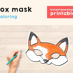 Fox Mask Paper Animal Mask Fox Coloring Party Favor Woodland Party Kids ...