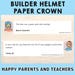 Construction Worker Builder Helmet Paper Crown Party Printable Kids ...