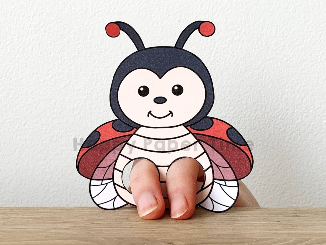 Ladybug Paper Craft Printable Finger Puppet Template Kids - Etsy UK