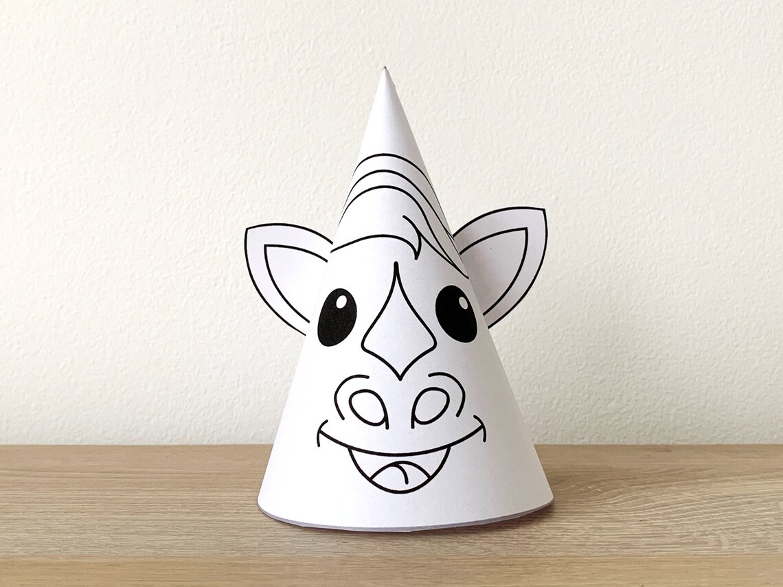 Horse party hat paper printable Template Print Farm animal | Etsy