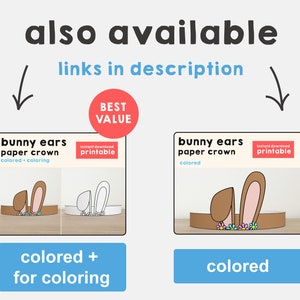 Easter Bunny Ears Paper Crown Coloring Headband Easter Cut Out Party ...