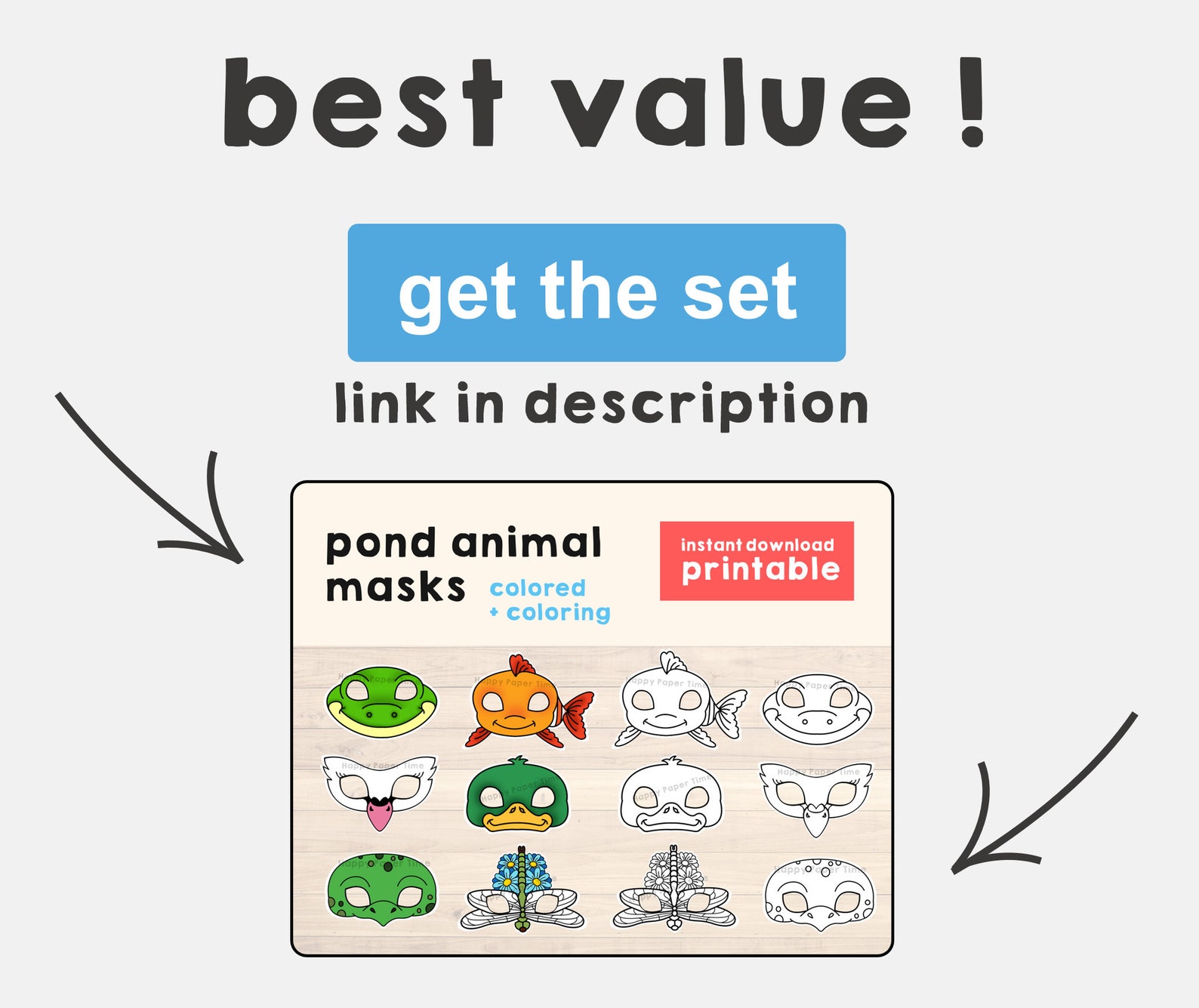 Fish mask template costume kids diy ocean sea animal party fun | Etsy