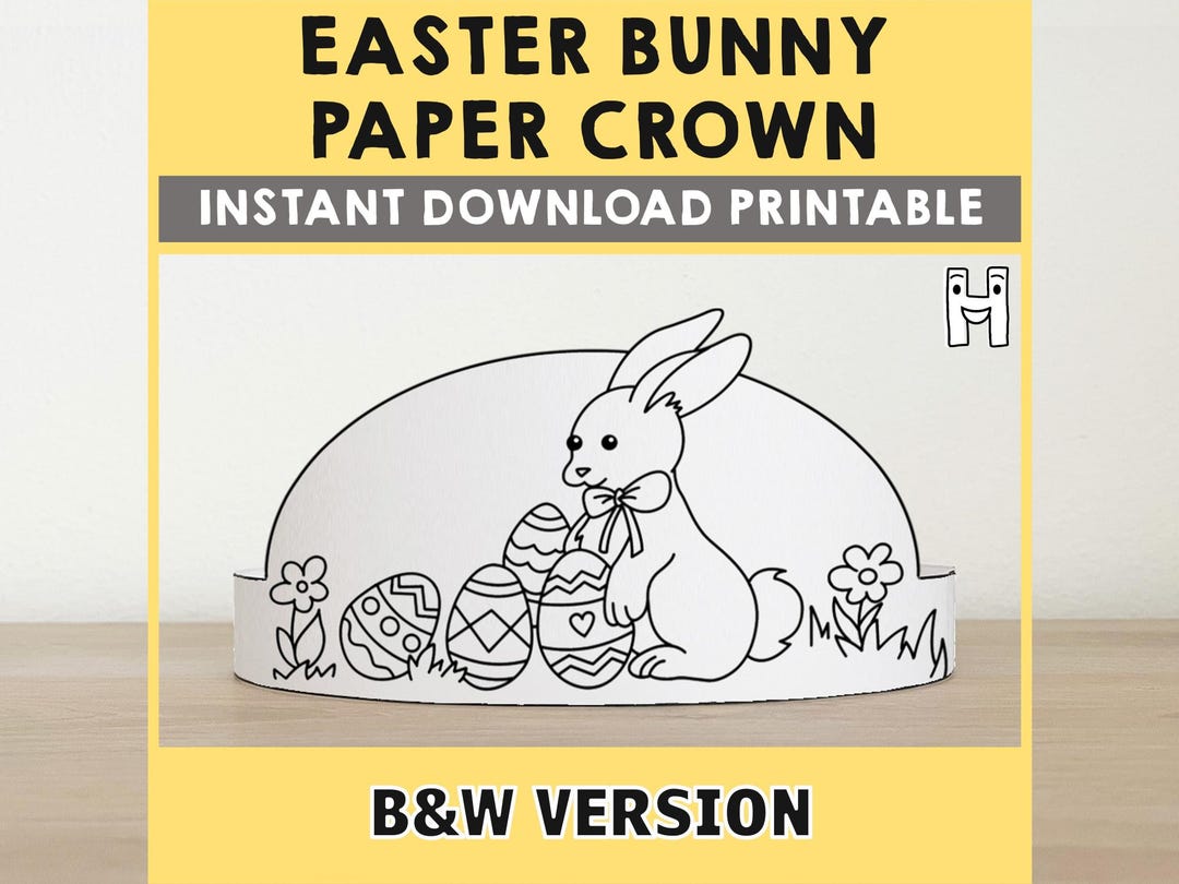Easter Bunny Hat Paper Crown Coloring Headband Easter Cut Out Party ...