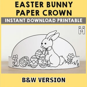 Easter Bunny Hat Paper Crown Coloring Headband Easter Cut Out Party ...