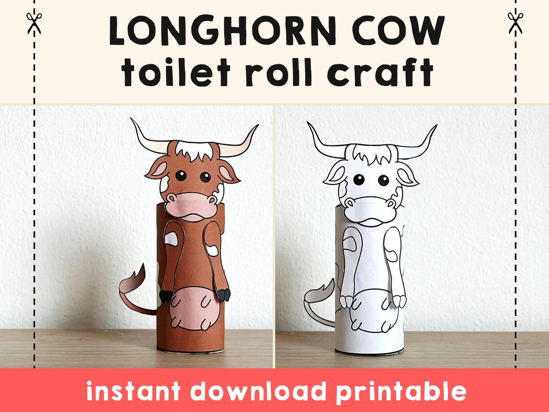 Longhorn Cow Toilet Paper Roll Craft Wild West Party Coloring Printable ...