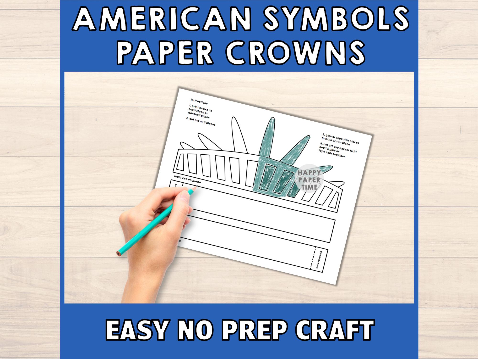 American Symbols Paper Crowns Flag 4th of July Patriotic Printable DIY ...