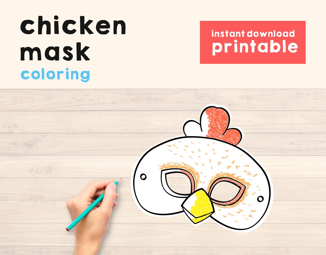 Farm Party Farm Printable Mask Chicken Mask Rooster Mask Farm | Etsy