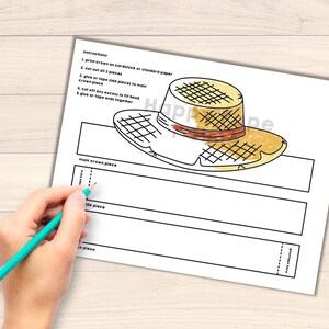 Farmer Straw Hat Gardener Paper Crown Party Coloring Printable | Etsy