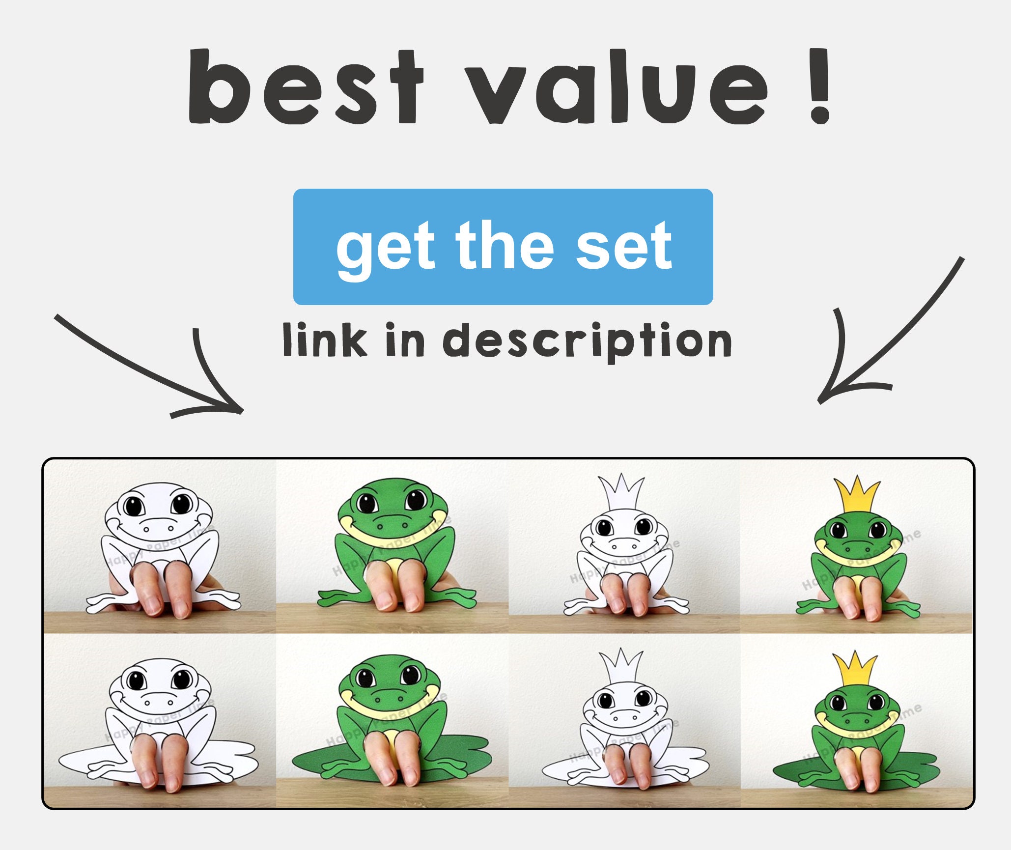 Frog Prince Paper Craft Printable Pond Animal Finger Puppet - Etsy