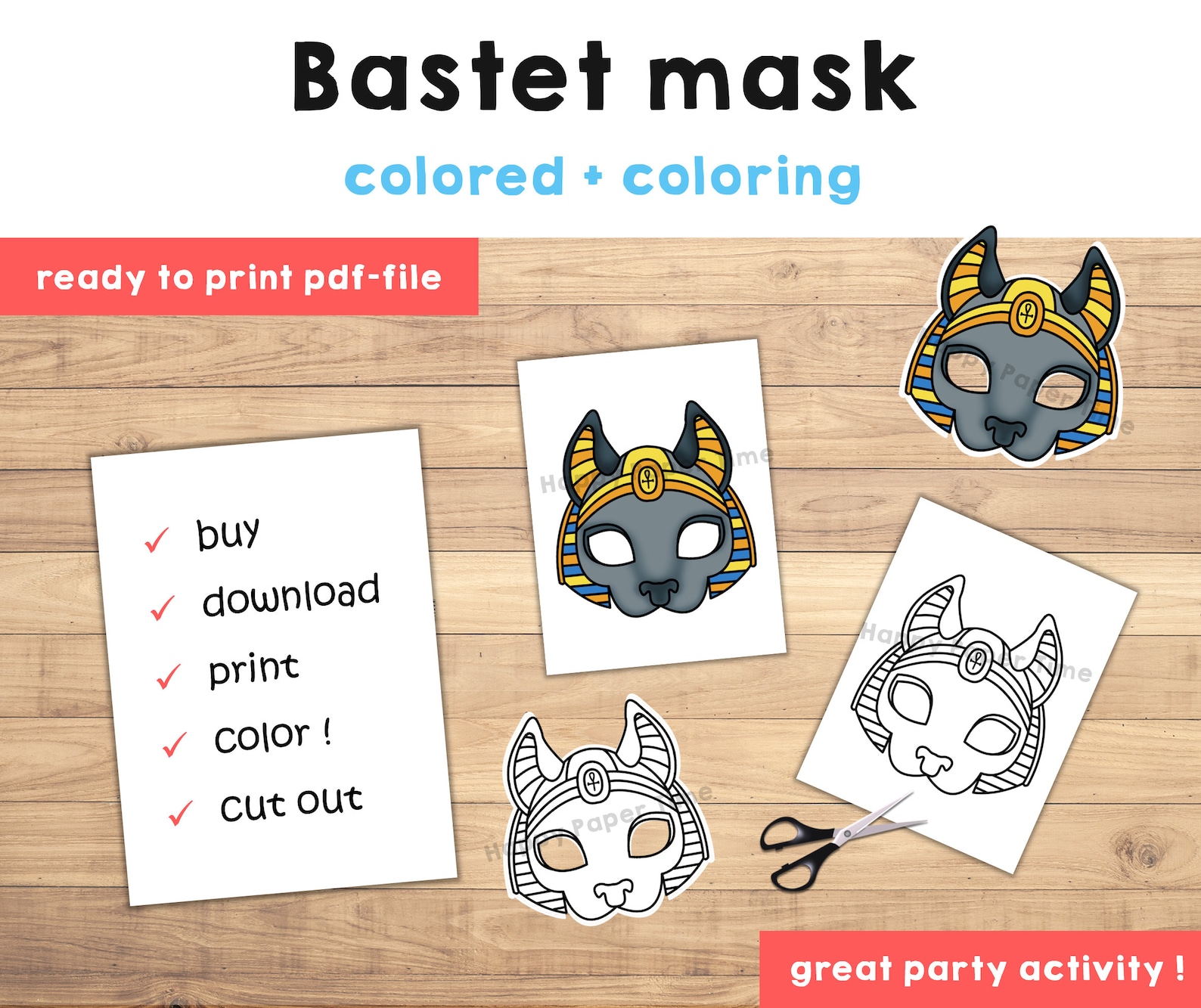 Bastet Egypt God Mask Ancient Egypt Party Mask Template Costume Diy ...