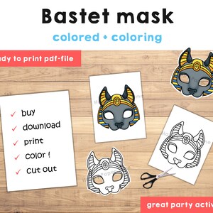 Bastet Egypt God Mask Ancient Egypt Party Mask Template Costume Diy ...