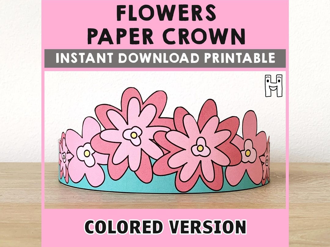 Flower Paper Crown Party Coloring Printable Kids Craft Spring Fairy ...