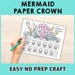 Mermaid Paper Crown Template Ocean Princess Party Headband Coloring ...