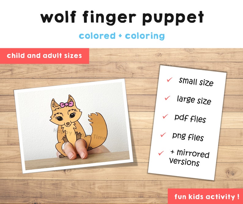 Wolf Paper Craft Printable Woodland Animal Finger Puppet Kids - Etsy