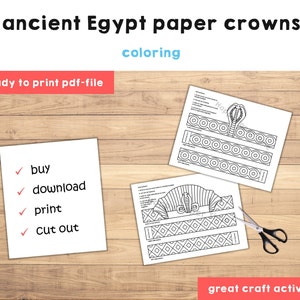 Ancient Egypt Paper Crowns Pharaoh Cobra Cleopatra Isis Scarab Cat Ankh ...