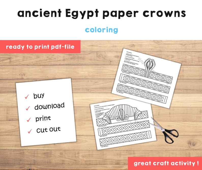Ancient Egypt Paper Crowns Pharaoh Cobra Cleopatra Isis Scarab - Etsy