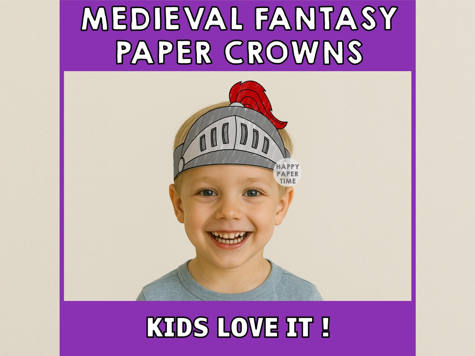 Medieval Fantasy Paper Crown Coloring Headband Knight Dragon Princess ...