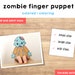 Zombie Paper Craft Printable Halloween Spooky Day Finger Puppet Kids ...