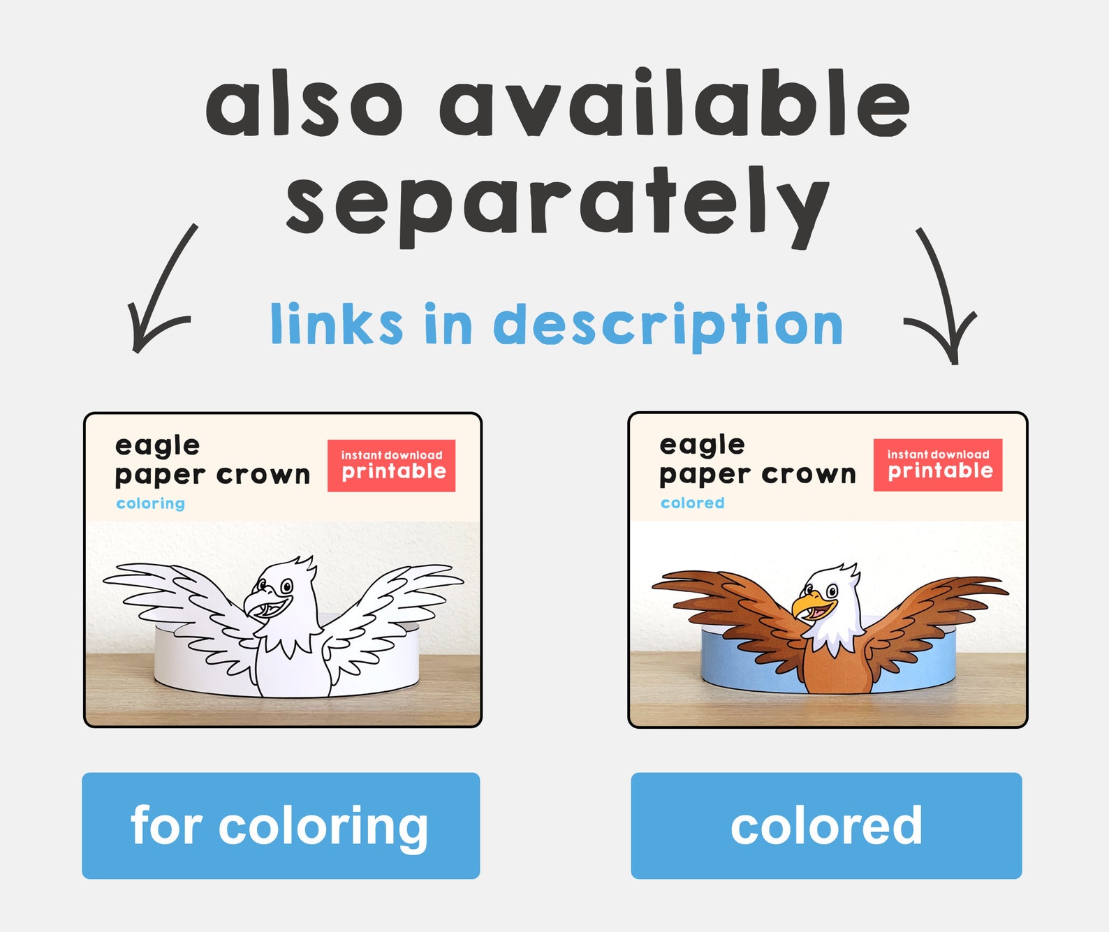 Eagle Paper Crown Party Activity Printable Kids Coloring Craft - Etsy