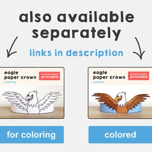 Eagle Paper Crown Party Activity Printable Kids Coloring Craft - Etsy