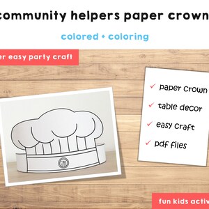 Community Helpers Paper Crowns Astronaut Pilot Chef Sailor Soldier ...