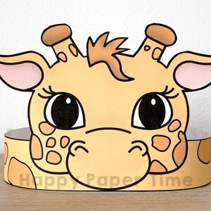 Giraffe Paper Crown Party Coloring Printable Kids Craft African ...