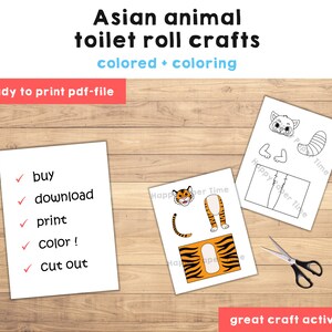 Asian Animals Toilet Paper Roll Craft Safari Party Coloring Printable ...