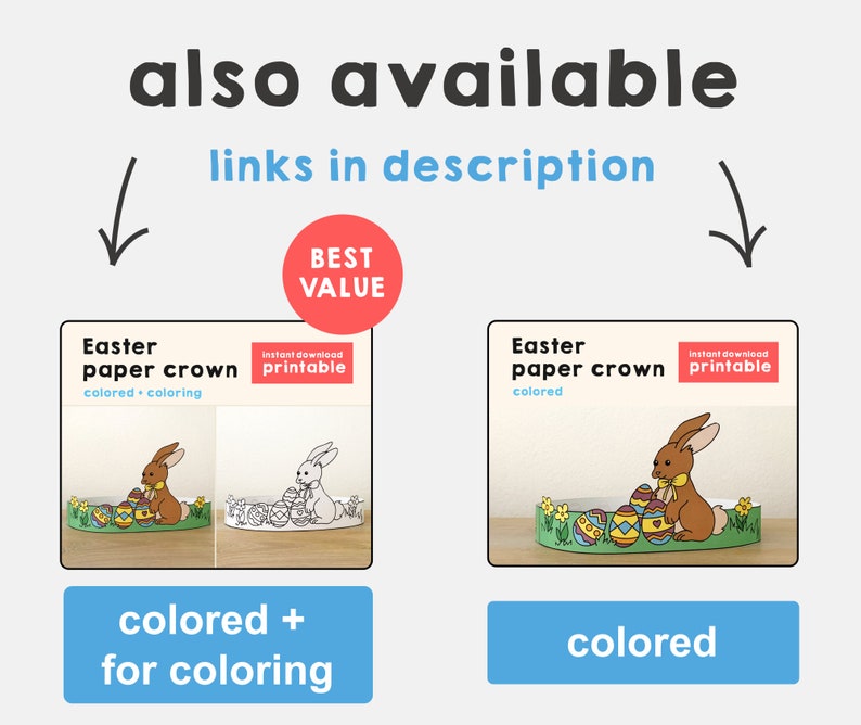 Easter Bunny Hat Paper Crown Coloring Headband Easter Cut Out | Etsy