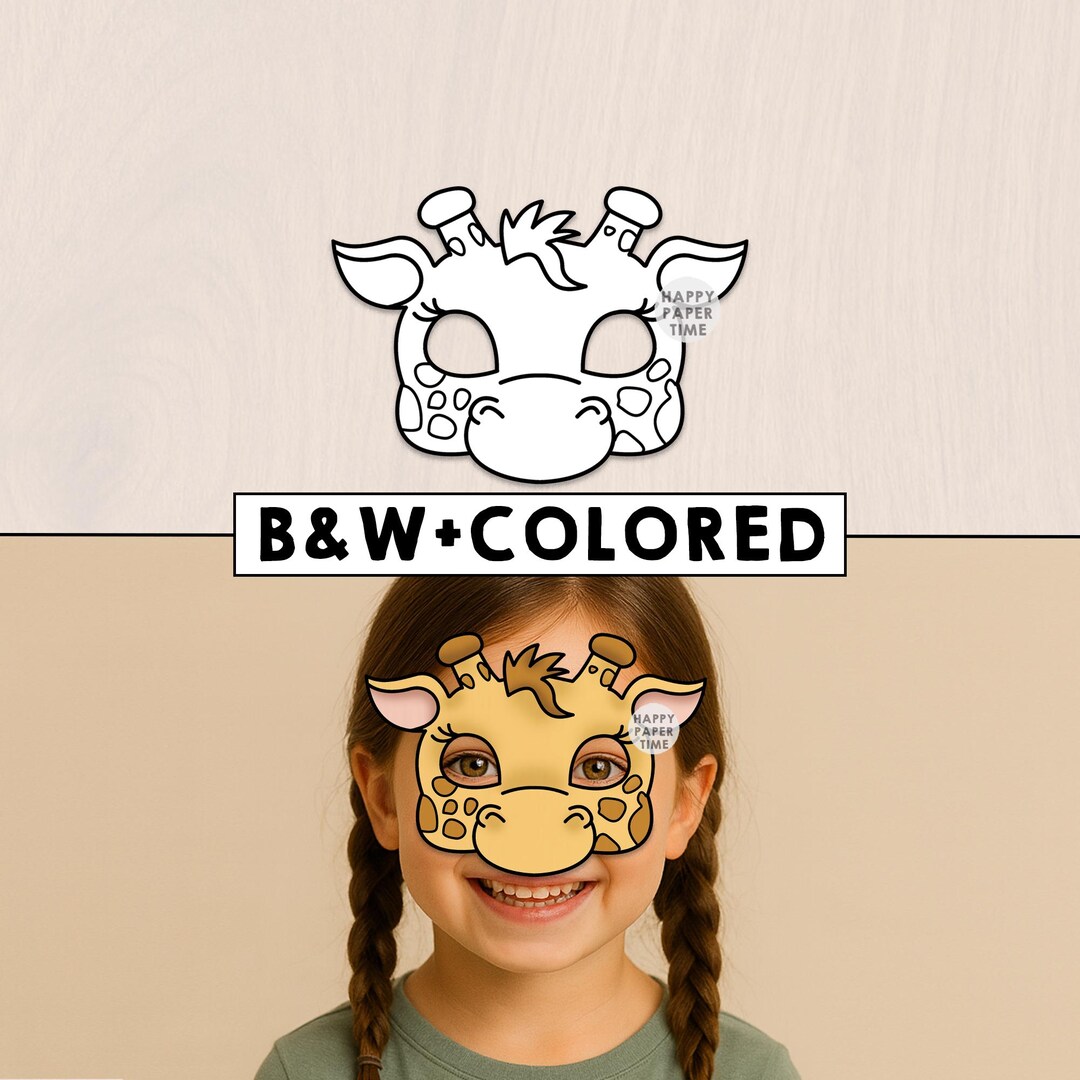 Giraffe Mask Costume Animal Mask Printable Party Favor African Jungle ...