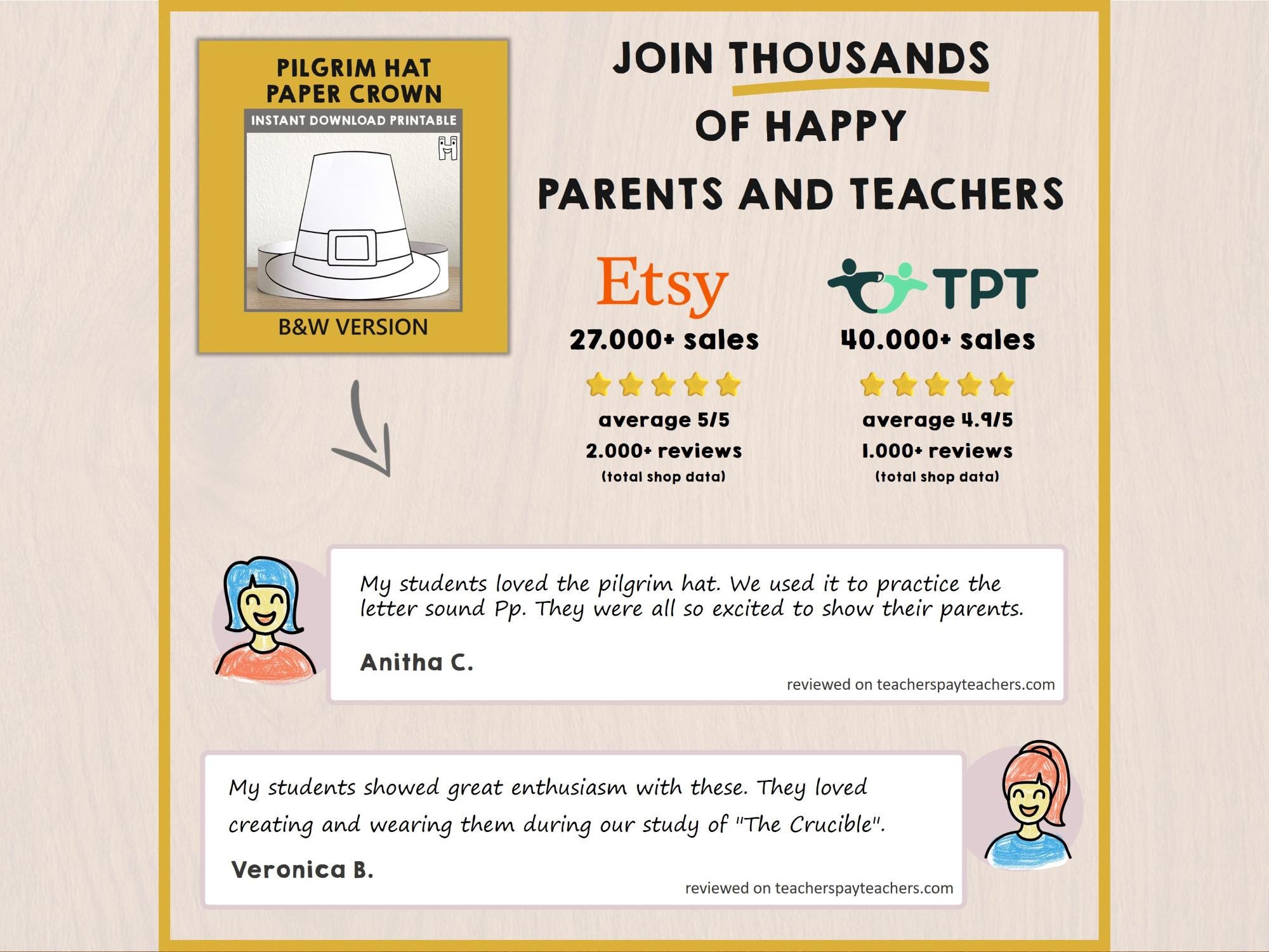 Pilgrim Hat Paper Headband Crown Thanksgiving Settler Party Coloring ...