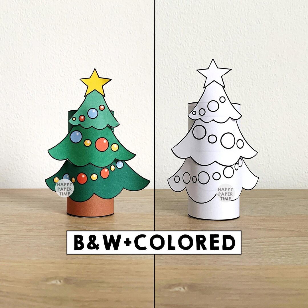Christmas Tree Toilet Paper Roll Craft Christmas Party Coloring ...