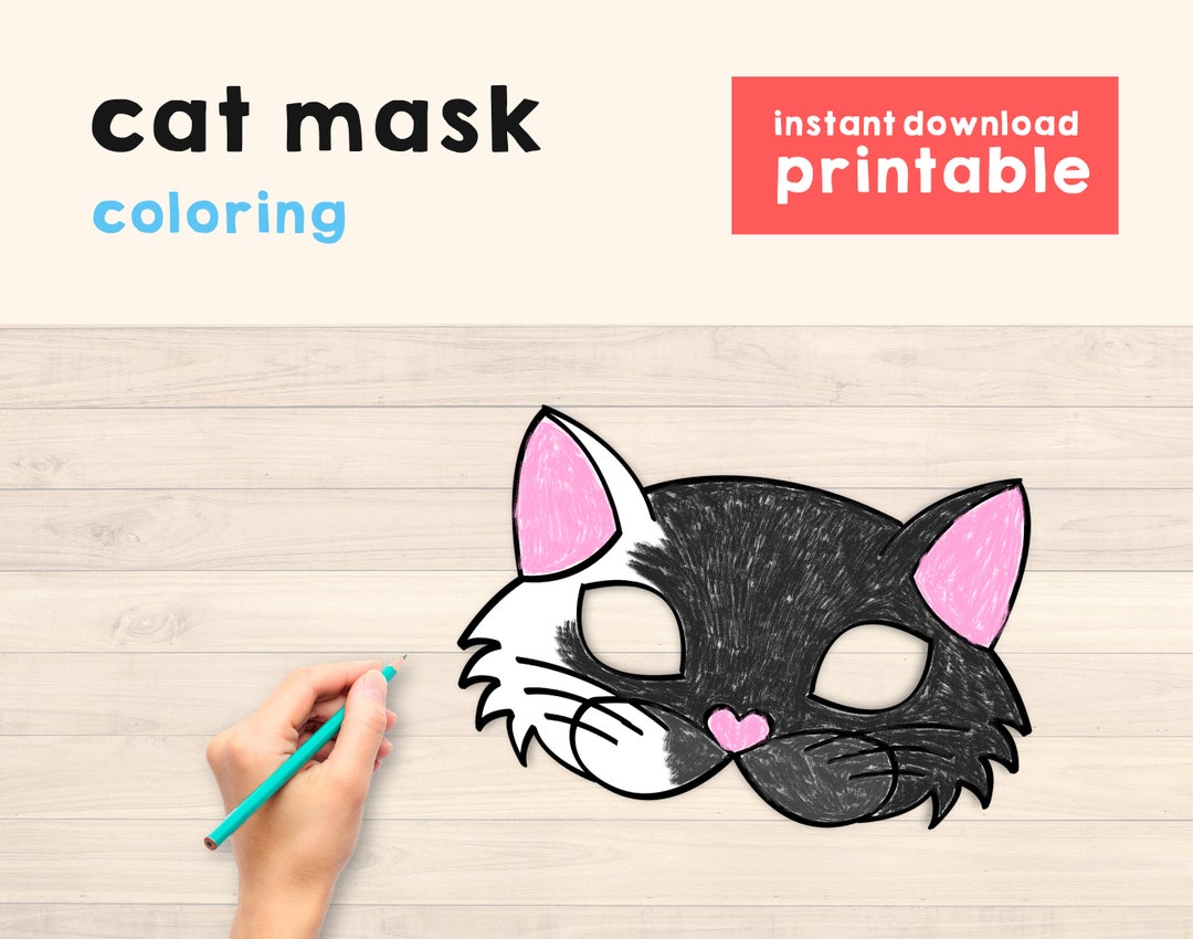 Black Cat Mask Kids Costume Black Cat Mask Diy Black Cat Mask - Etsy