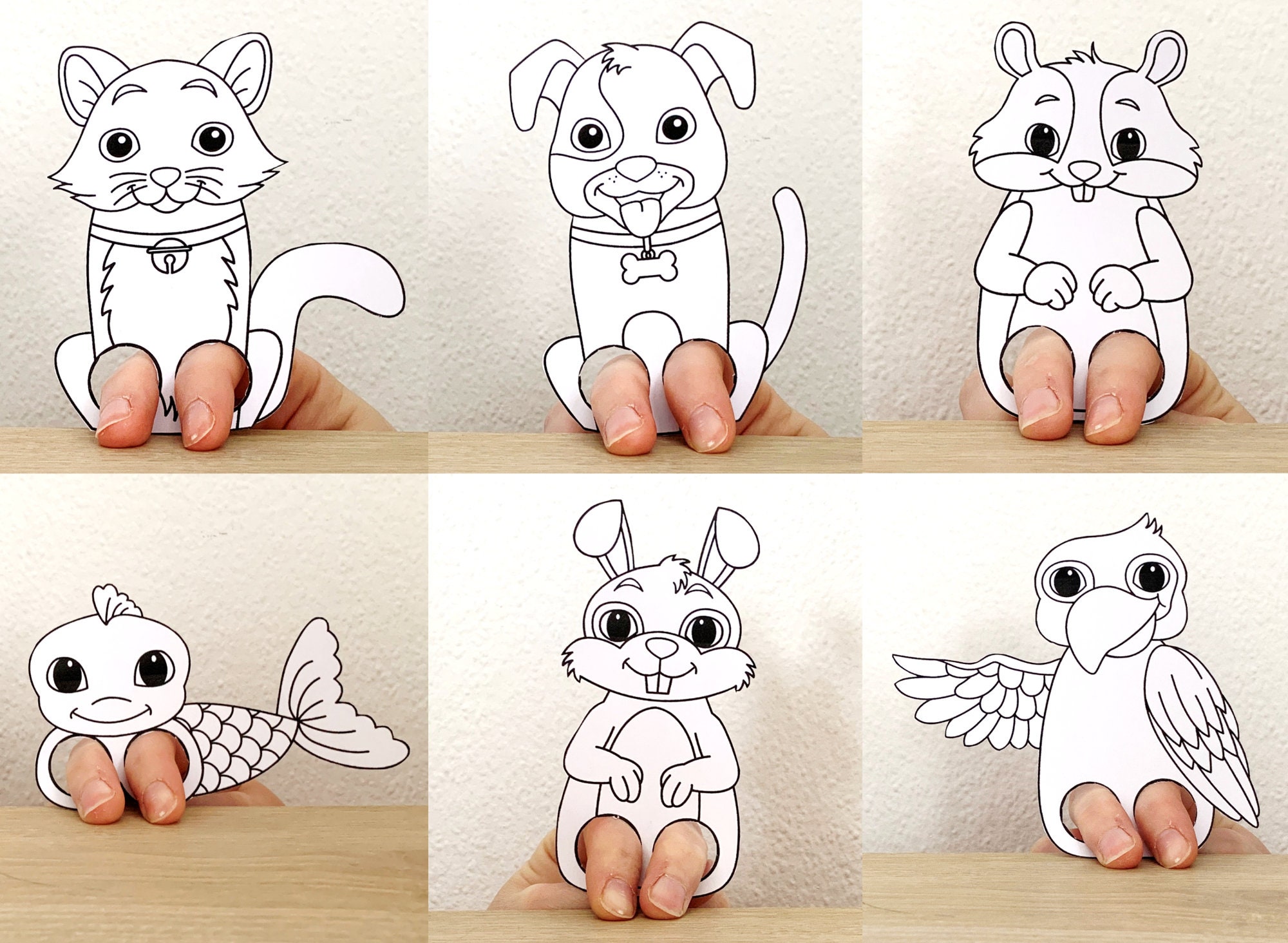 Pets Animal Paper Craft Printable Finger Puppet Template Kids - Etsy