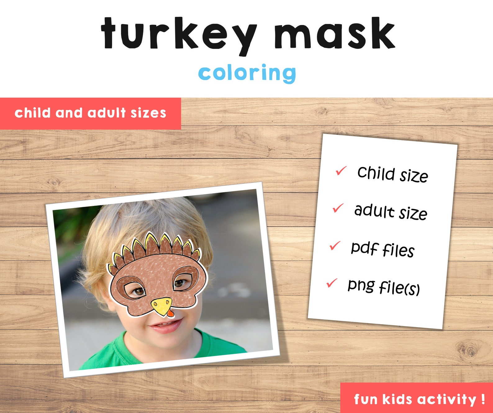 Turkey Costume Turkey Mask Thanksgiving Printable Mask - Etsy