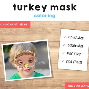 Turkey Costume Turkey Mask Thanksgiving Printable Mask Thanksgiving ...