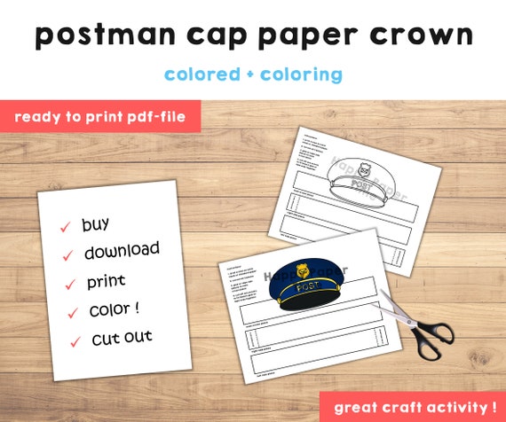 Postman Mail Carrier Hat Cap Paper Crowns Printable, 46% OFF