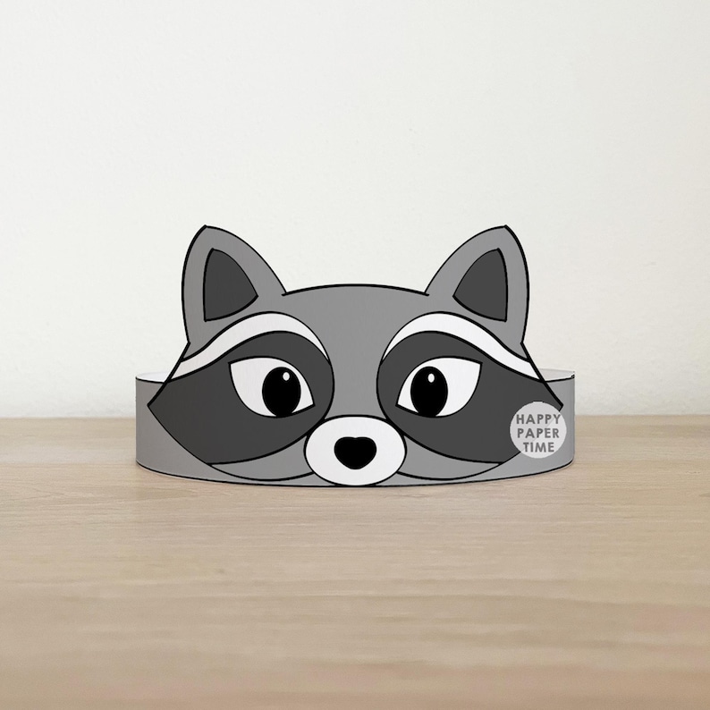 Raccoon Paper Crown Activity Printable Kids Craft Woodland Forest ...