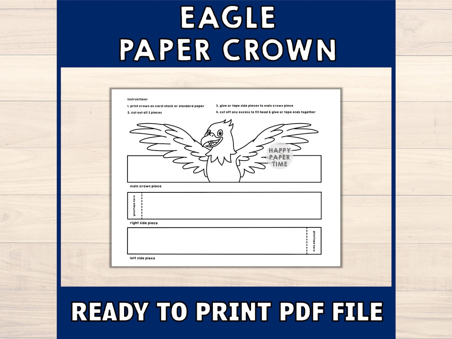 Eagle Paper Crown Party Activity Printable Kids Coloring Craft America ...