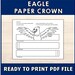 Eagle Paper Crown Party Activity Printable Kids Coloring Craft America ...