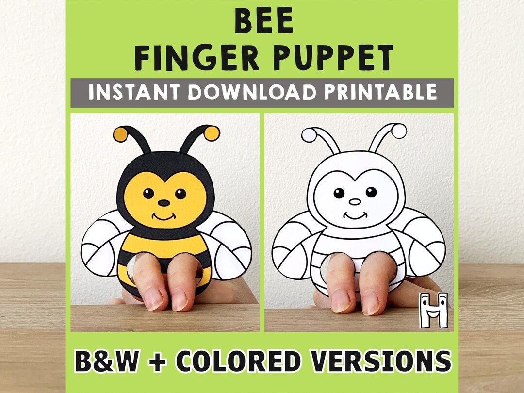 Bee Paper Craft Printable Finger Puppet Template Kids Craft Activity ...