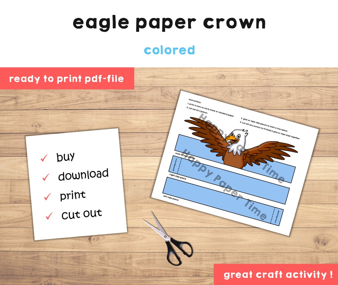 Eagle Paper Crown Party Activity Printable Kids Costume Craft - Etsy