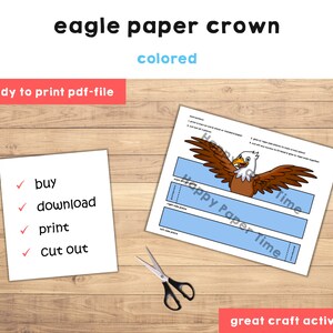Eagle Paper Crown Party Activity Printable Kids Costume Craft America ...