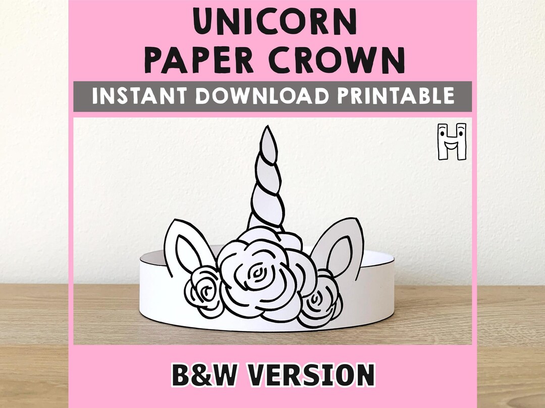 Unicorn Paper Crown Coloring Printable Kids Craft Unicorn Princess ...